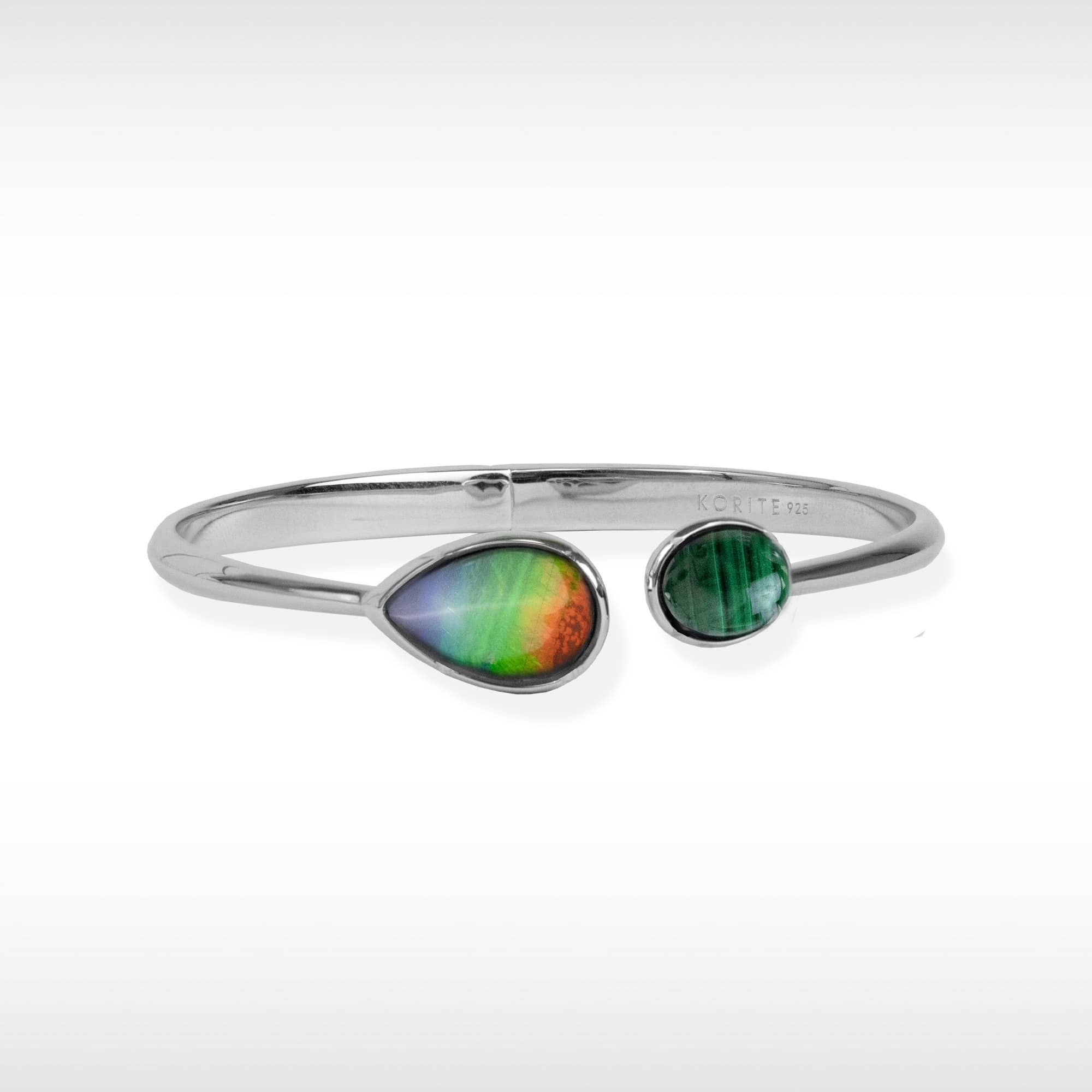 Harmony Ammolite Bangle in Sterling Silver with Malachite – KORITE
