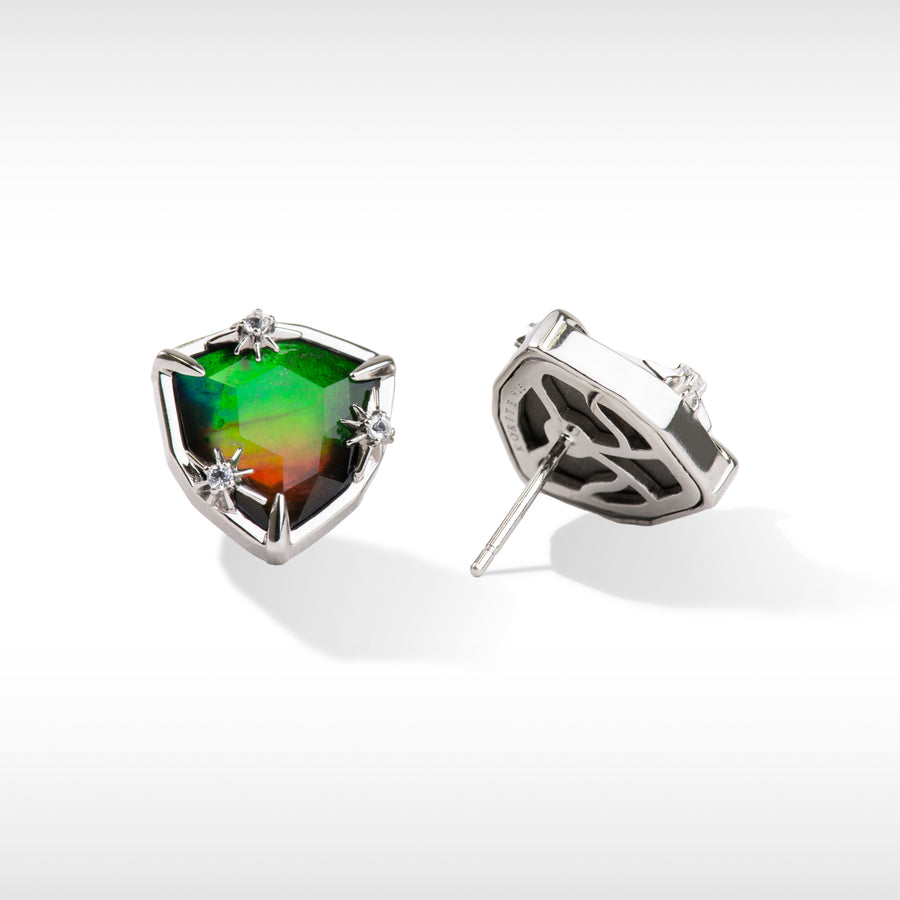 Starlight Trillion Ammolite Ring with White Topaz in 18k Gold Vermeil ...